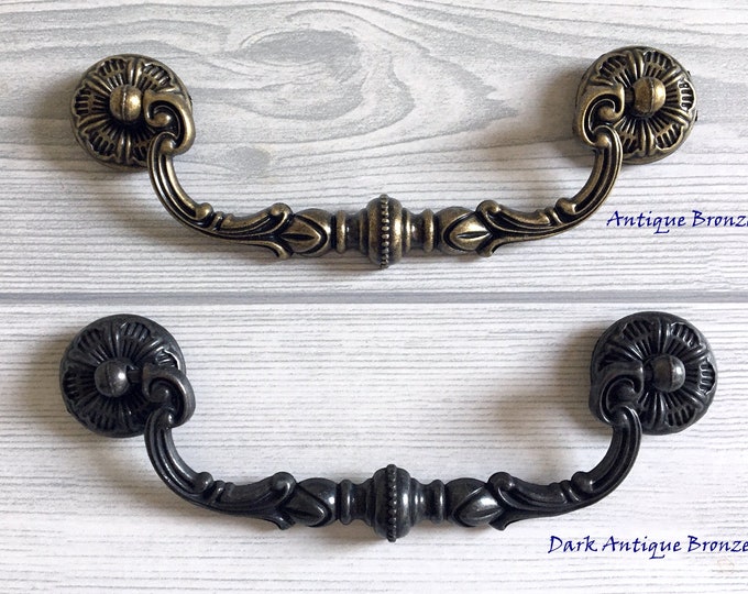 5.25 Vintage Style Bail Drawer Pull Handle Antique Bronze Drop Cabinet ...