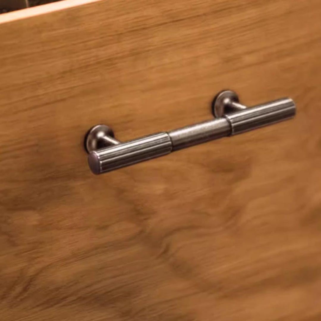 Antique Black Drawer Pull Handle Silver Reeded Cabinet Bar Handles Fluted Drawer Knob Kitchen ...