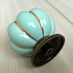 Blue Pumpkin Knobs Kitchen Cabinet Knobs Dresser Knob Drawer Knobs Pulls Handles Ceramic ...