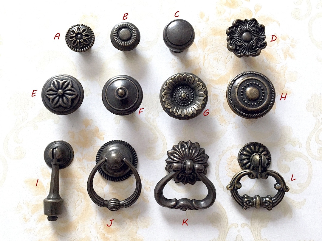 Vintage Look Knob Pull Drawer Knobs Single Pull Antique Bronze Cabinet Knob Pulls Dresser Knobs ...