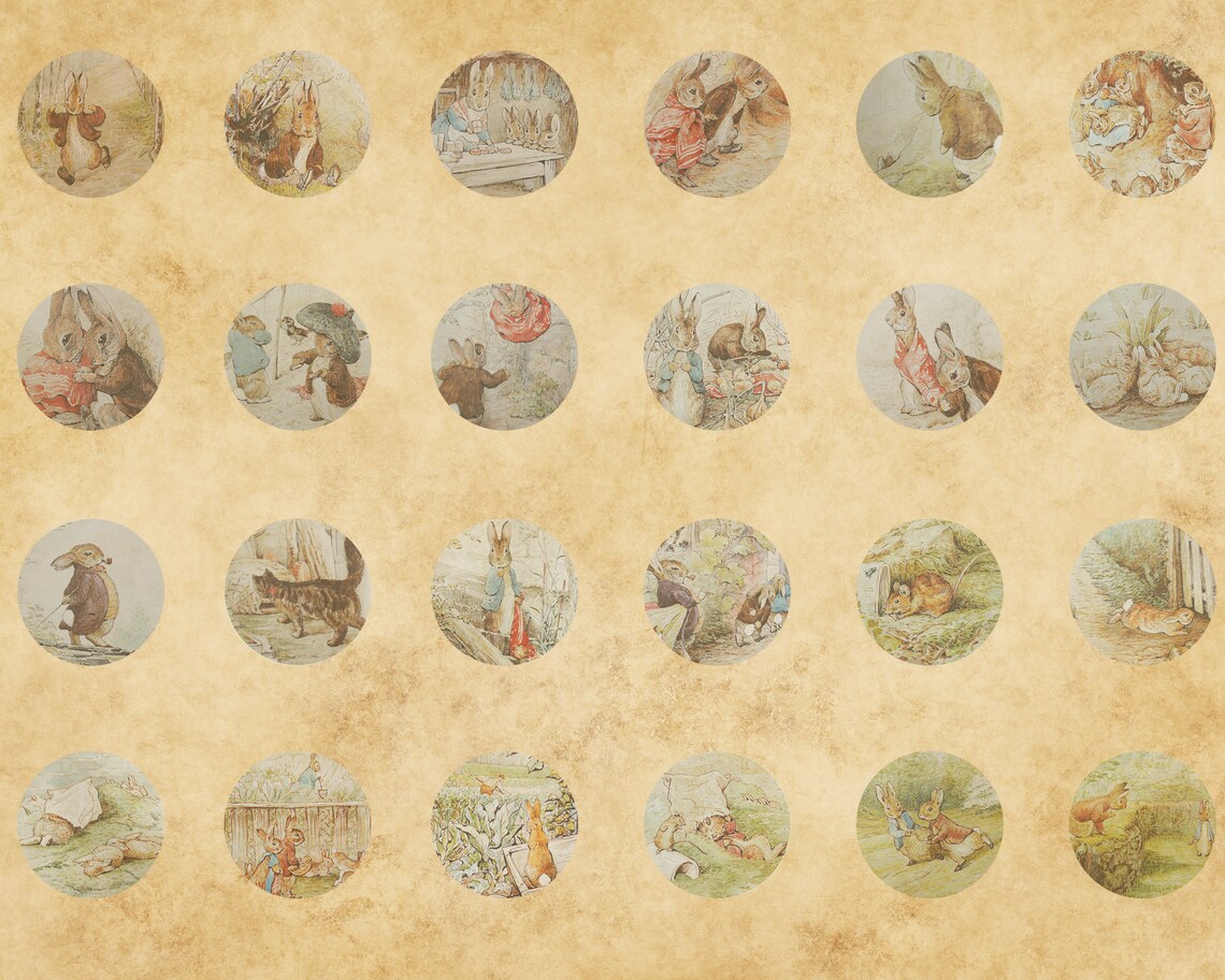 Peter Rabbit Digital Collage Sheet 1 Inch Round Circles INSTANT ...