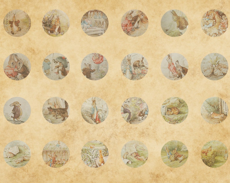 Peter Rabbit - Digital Collage Sheet - 1 Inch Round Circles - INSTANT ...