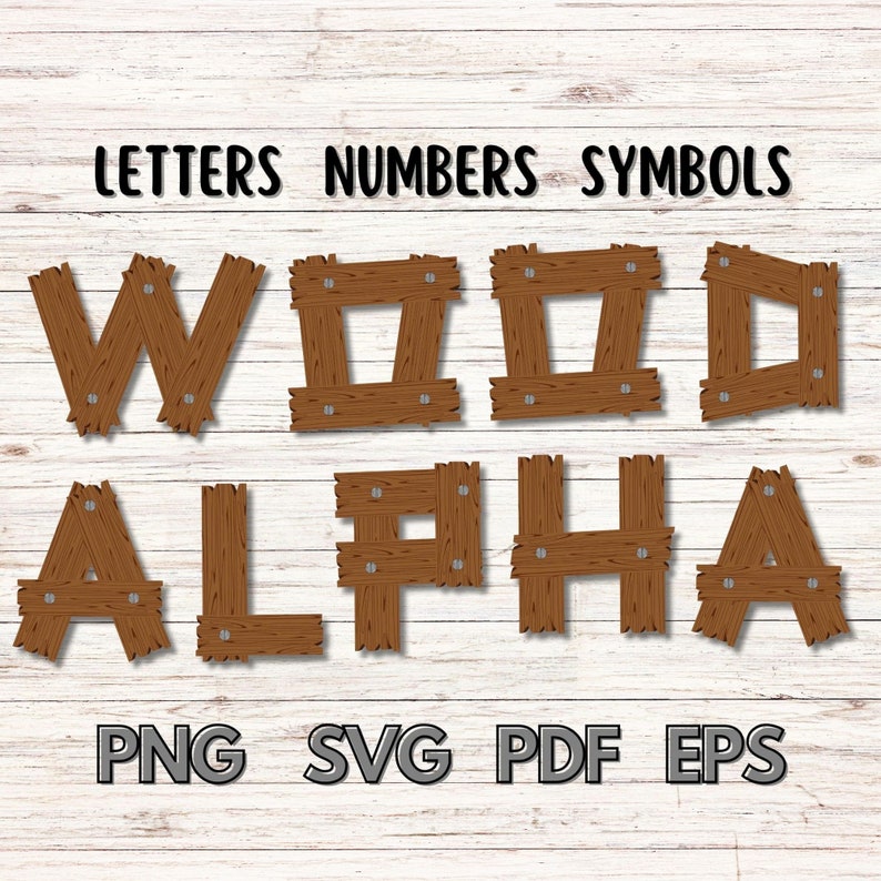 Wood Pattern Alphabet Letters Clip Art Set, Wood Texture SVG, , Nature ...