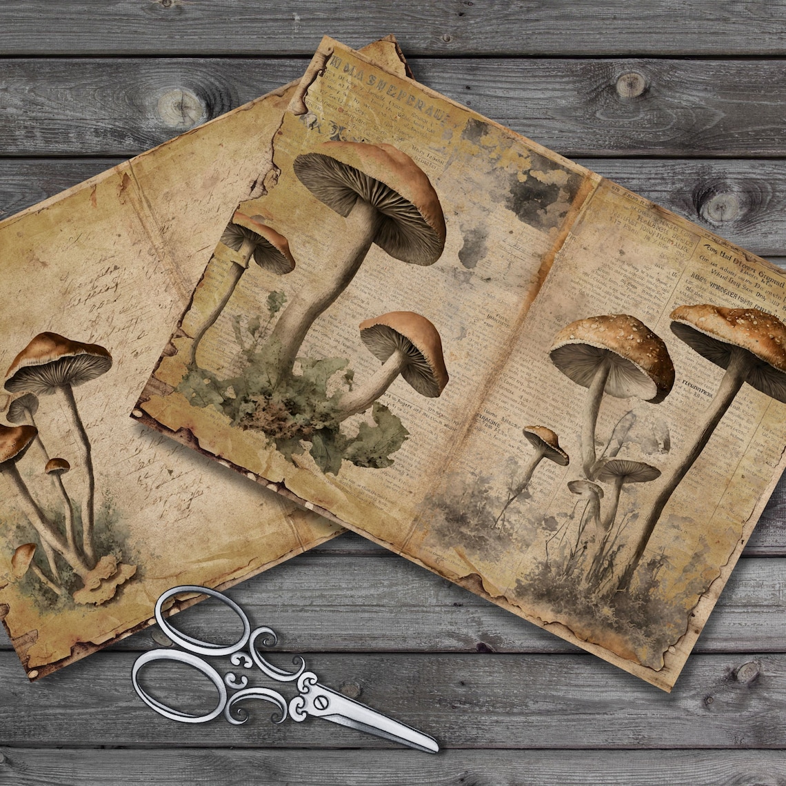 Vintage Mushroom Junk Journal Kit, Mushroom, Journal Insert Pages ...