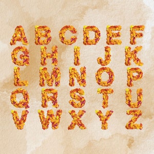 Autumn Leaves Alphabet Letters Clip Art Set, Fall Font SVG, Harvest ...