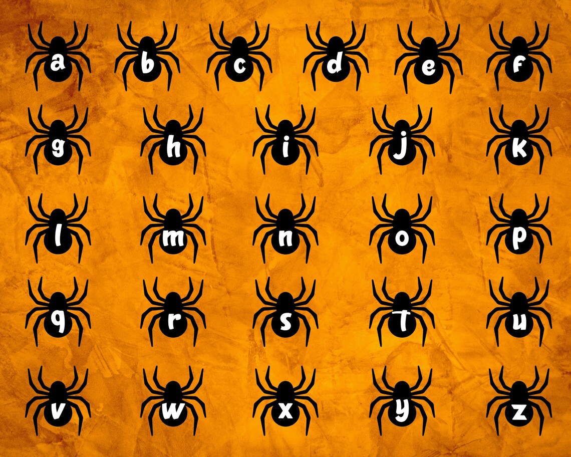 Spider Alphabet Svg Bundle,spider Svg Font, Halloween Alphabet Clip Art ...