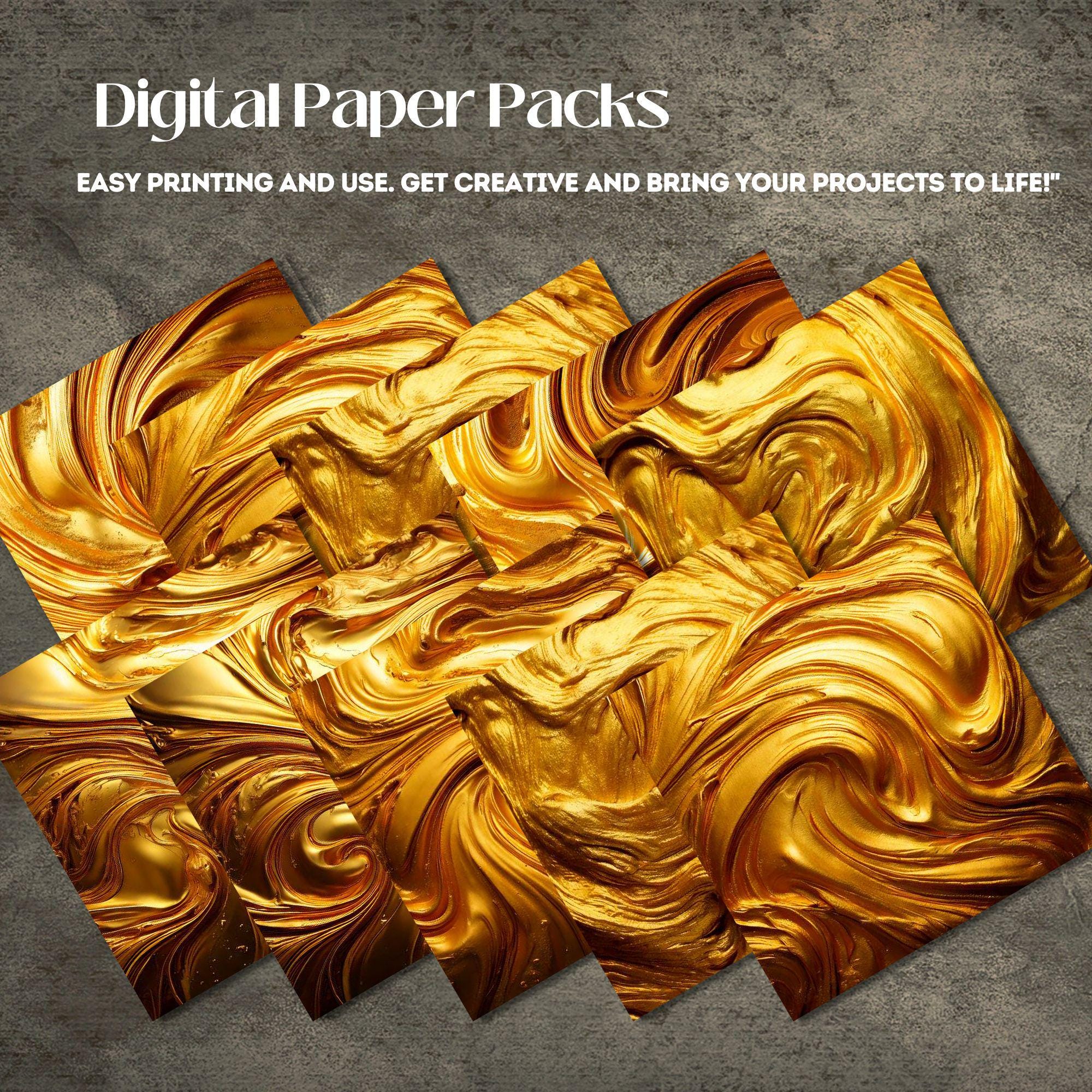 Gold Paint Texture Digital Paper Pack,metallic Backgrounds Bundle ...