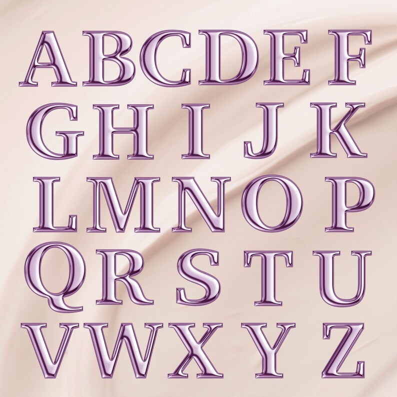 Liquid Lilac Chrome Alphabet Letters, Liquid Lilac Letters in PNG,SVG ...