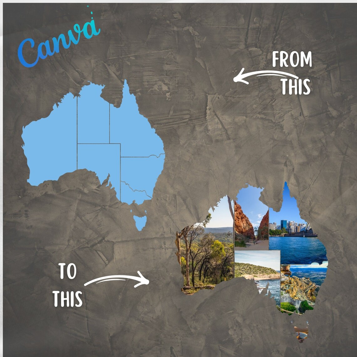 Editable Australian Map Photo Collage ,create Your Own Aussie Map Photo ...