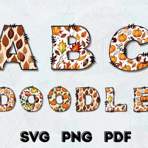 Fall Doodle Alphabet Letters SVG, Alpha Doodle, Autumn Themed Alpha PNG ...