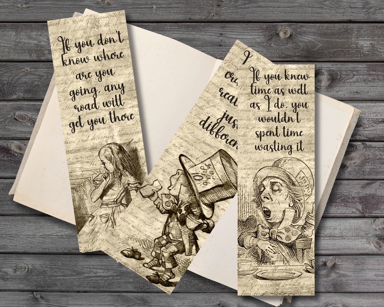 Printable Alice in Wonderland Vintage Digital Bookmarks Junk - Etsy