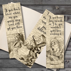 Printable Alice in Wonderland Vintage Digital Bookmarks, Junk Journal ...