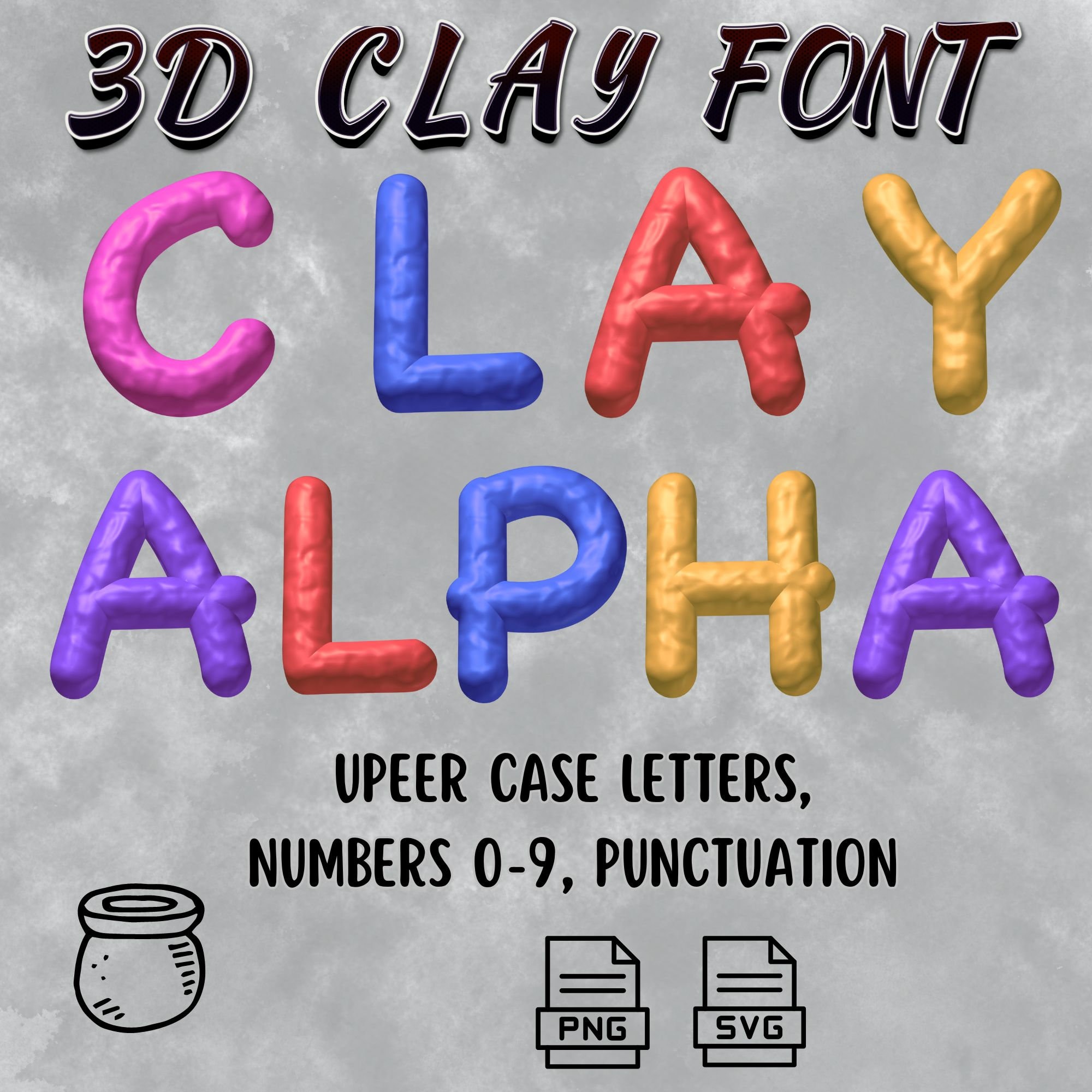 3D Play Dough Alphabet Letters Clip Art Set, Clay Font SVG, Modeling ...