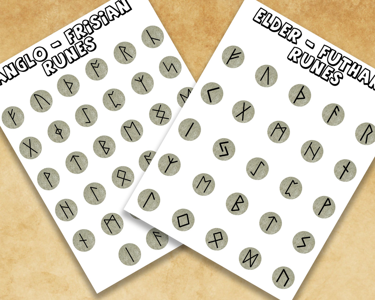 RUNIC ALPHABET Digital Collage Sheet,s Runes Pagan Heathen,printable ...