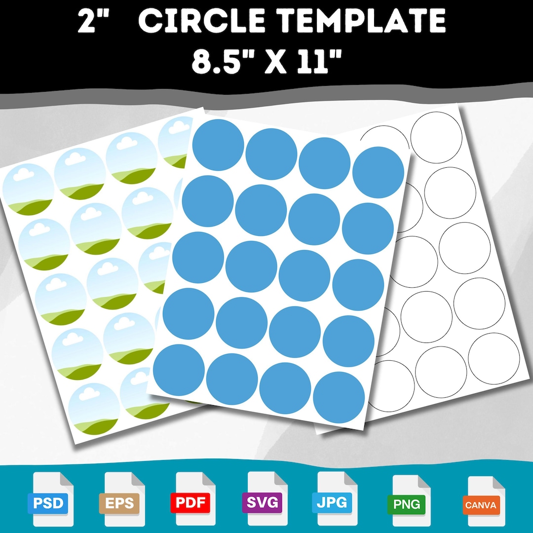 2 Inch Circle Craft Template Bundle, 2" Template in Psd, Eps, Pdf, Png ...