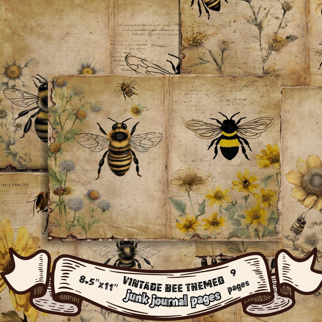 Vintage Bee Junk Journal Pages | Rustic Beekeeping Printable Papers ...