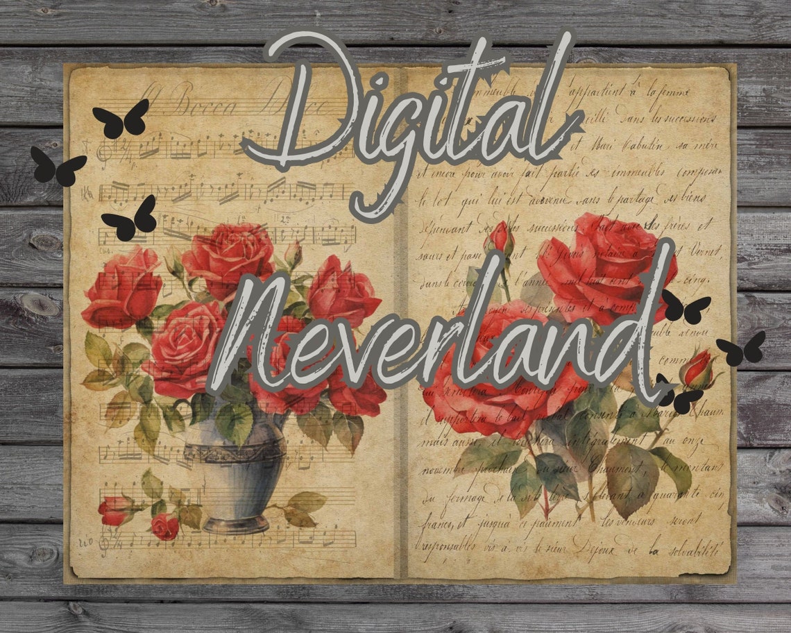 Vintage Red Roses Journal Pages Kit, Vintage Roses Junk Journal for ...