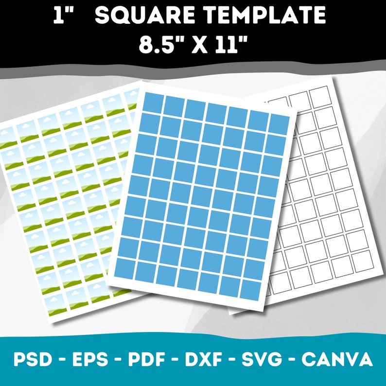 1 Inch Square Template, 1" Template in Psd, Eps, Pdf, Dxf and Canva ...