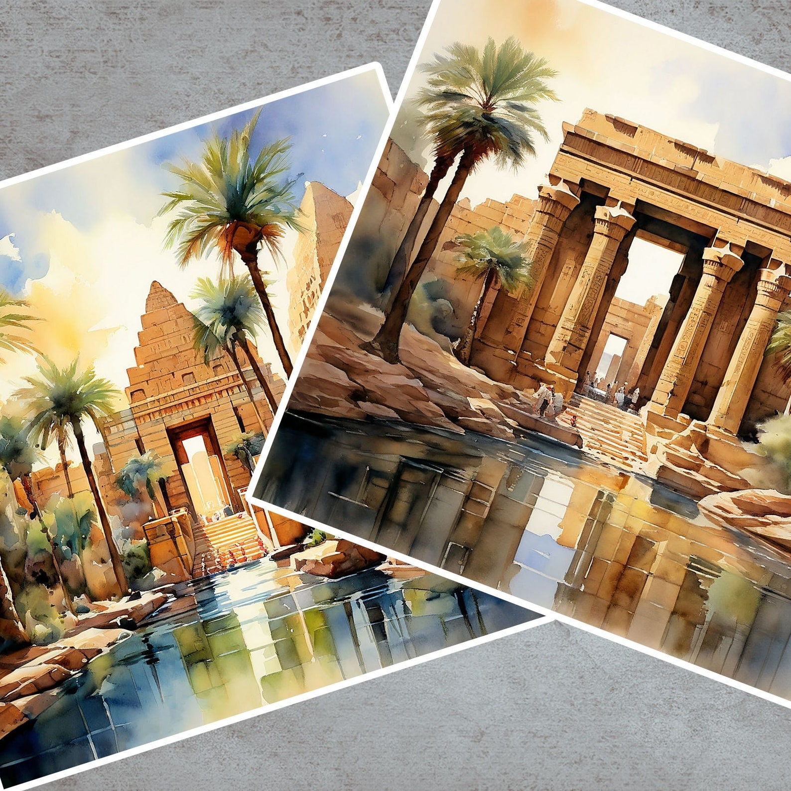Watercolor Egypt Digital Paper Pack, Ancient Pyramids Digital ...