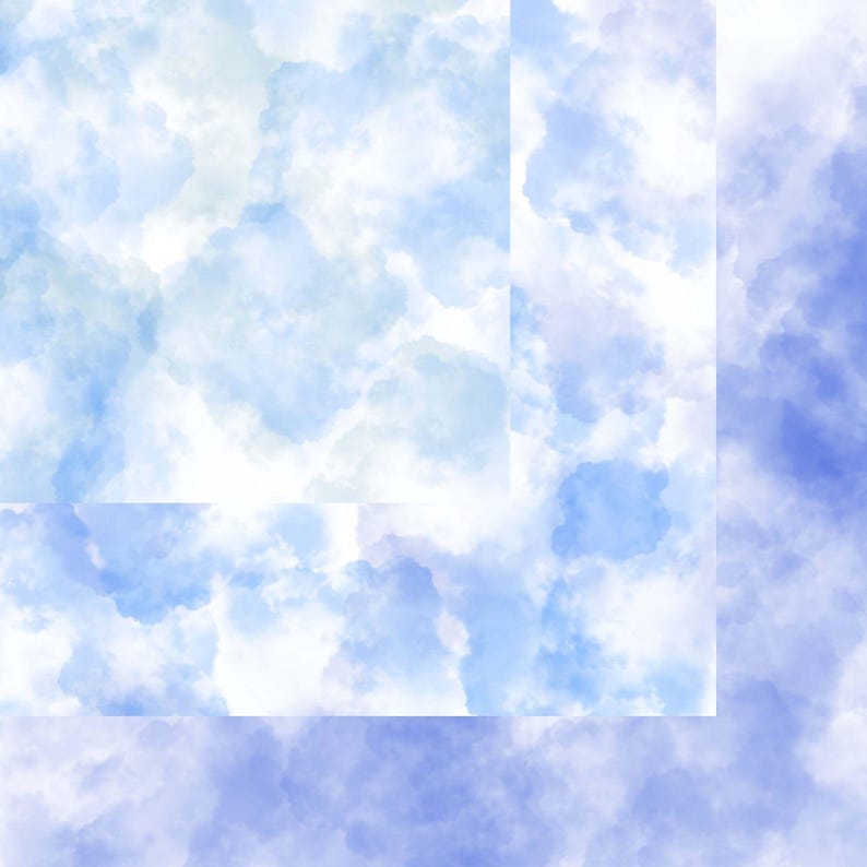 Watercolor Cloud Texture Digital Papers Pack, Blue Sky Digital ...