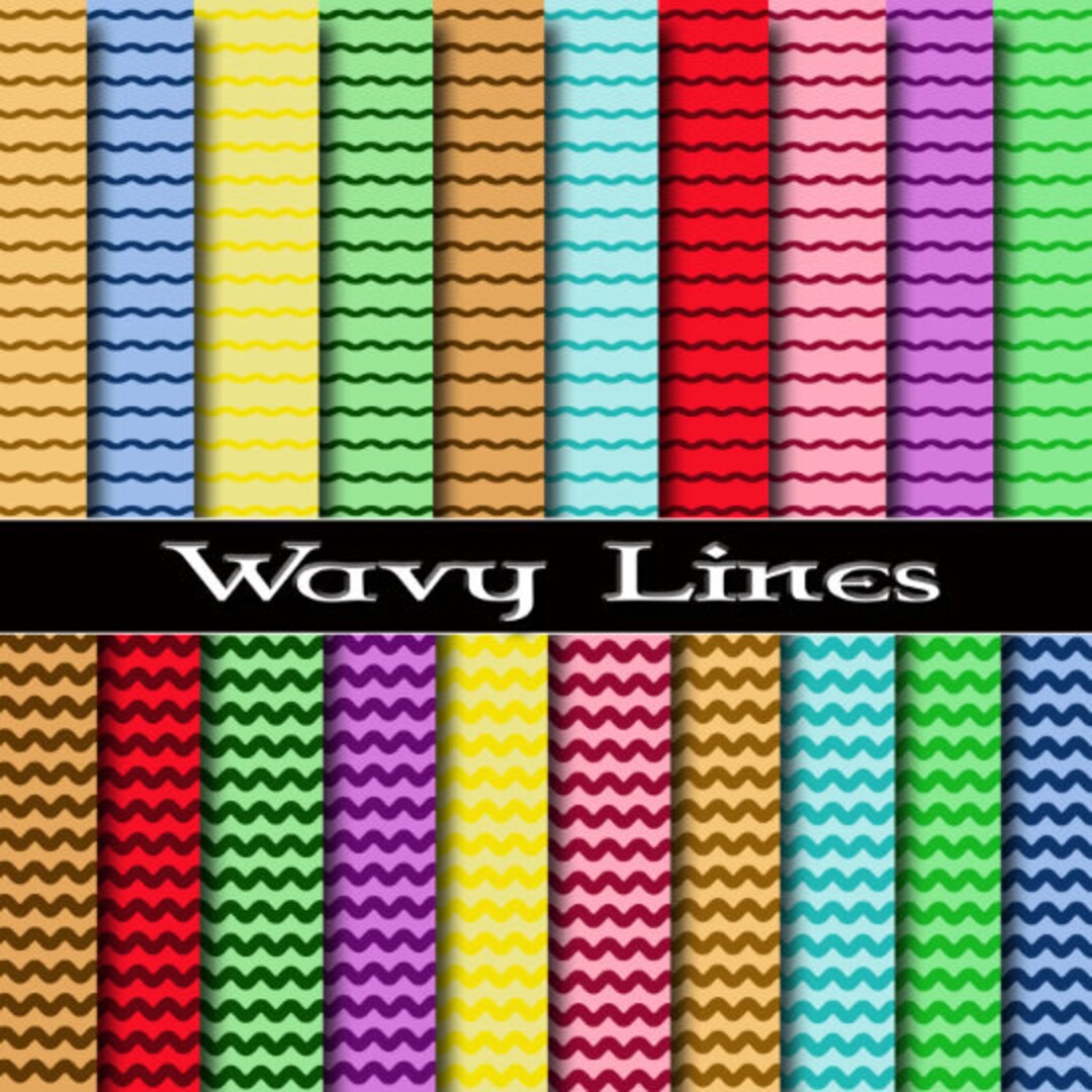Wavy Lines Digital Papers Wavy Lines Pattern Digital - Etsy