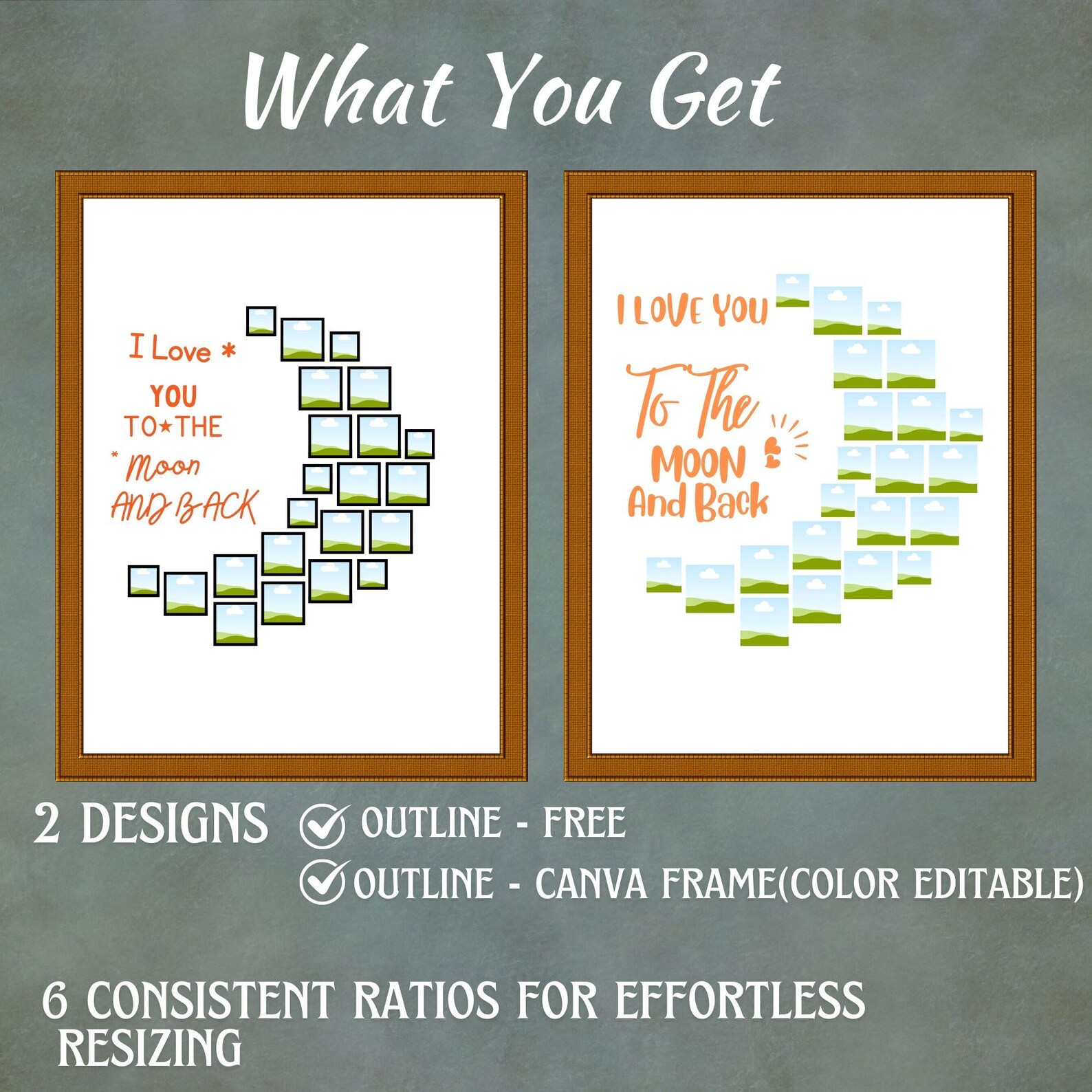 Moon Photo Collage Template | Moon Template | Crescent Moon Collage ...