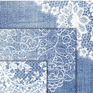 Denim & Lace Textured Digital Papers, Washed Denim Digital Background ...