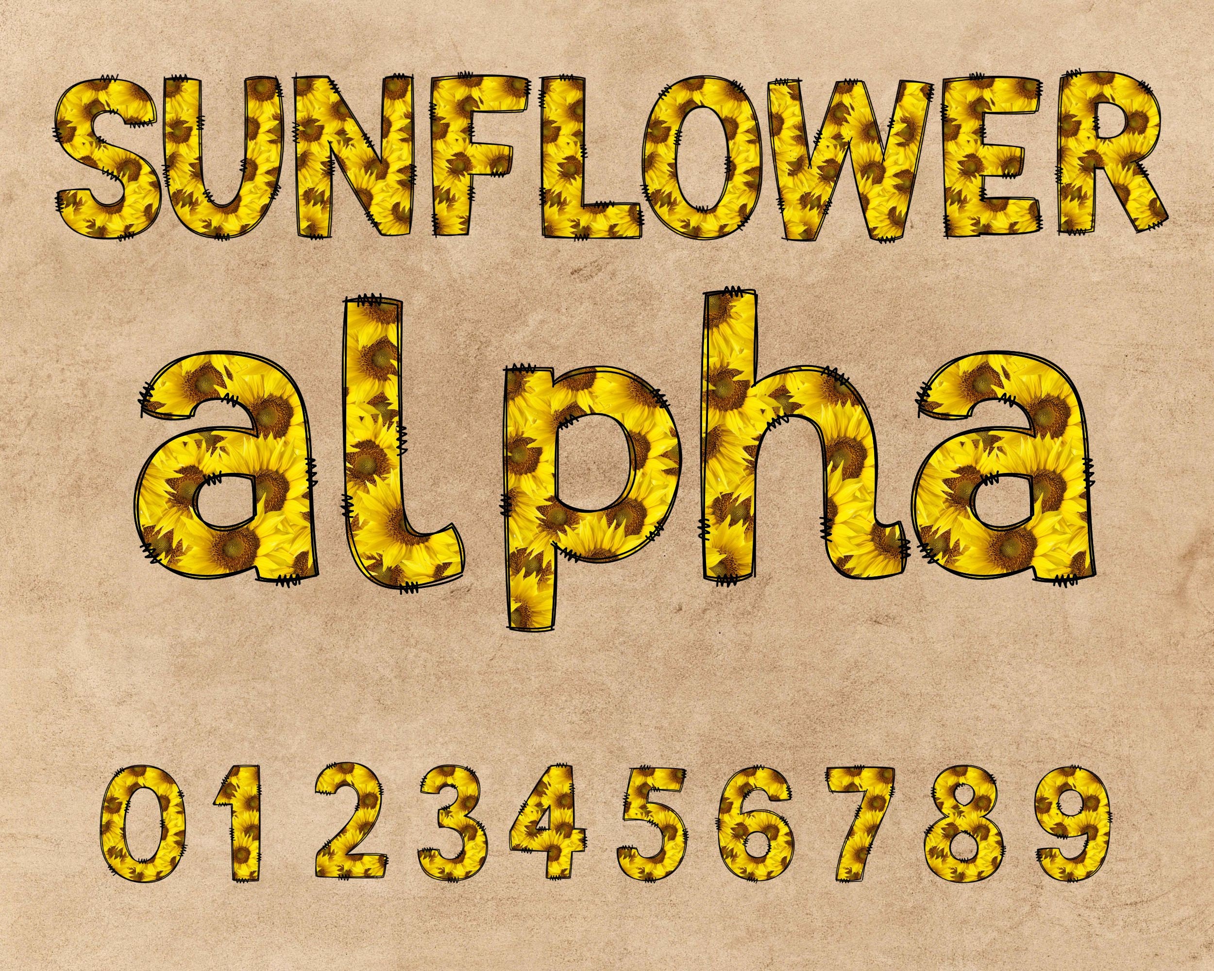 Sunflower Doodle Alphabet Letters, Floral Letters, Flower Alphabet Pack ...