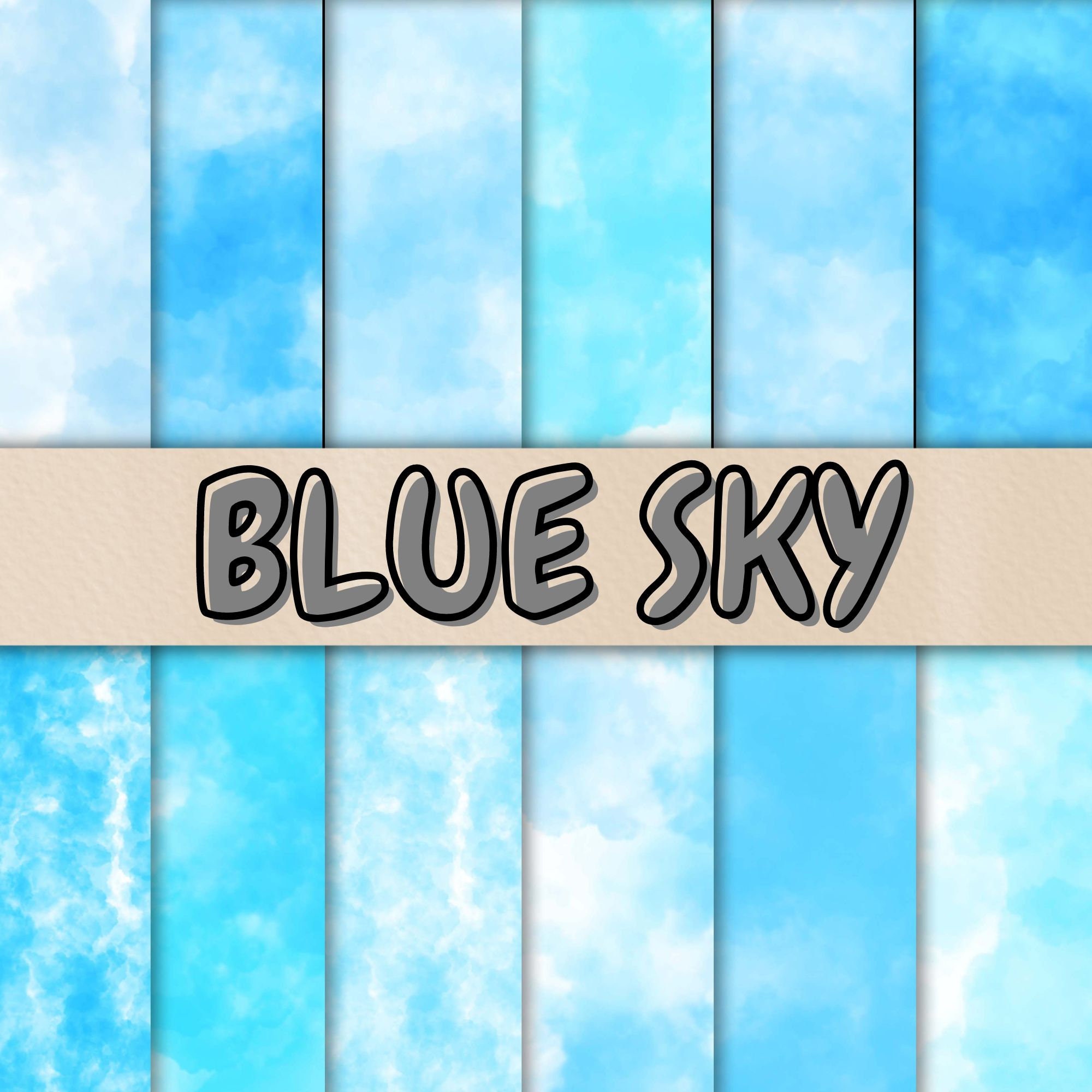Digital Papers Pack, Blue Sky Scrapbooking Paper, Cloud and Sky ...