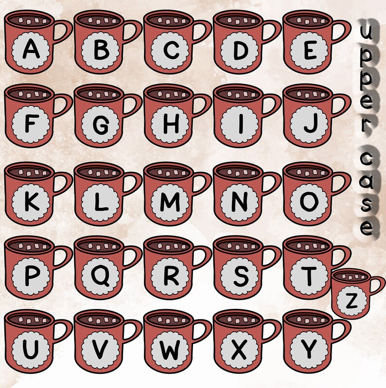 Hot Chocolate Alphabet Letters Clip Art Christmas Themed - Etsy