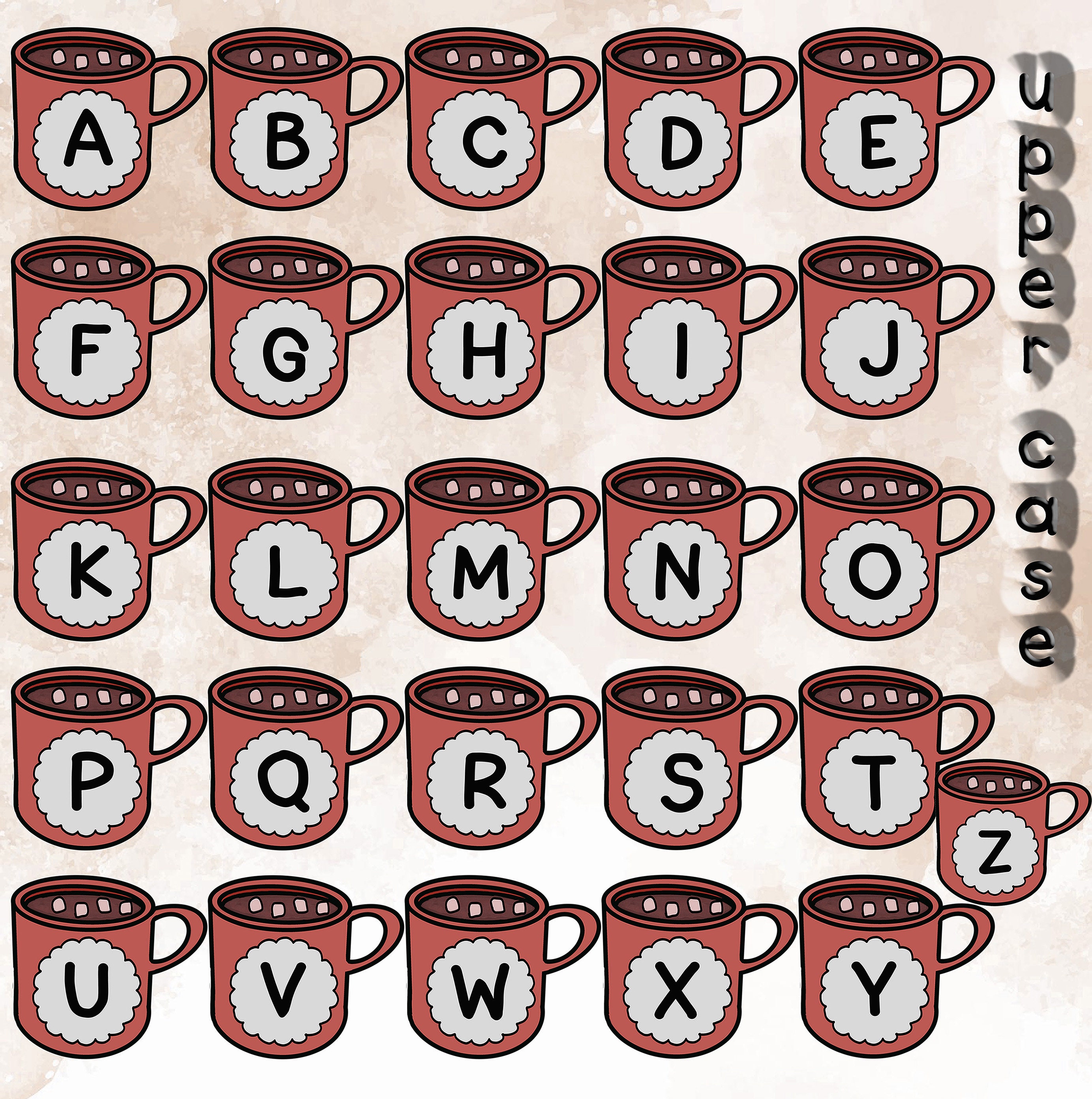 Hot Chocolate Alphabet Letters Clip Art Christmas Themed - Etsy