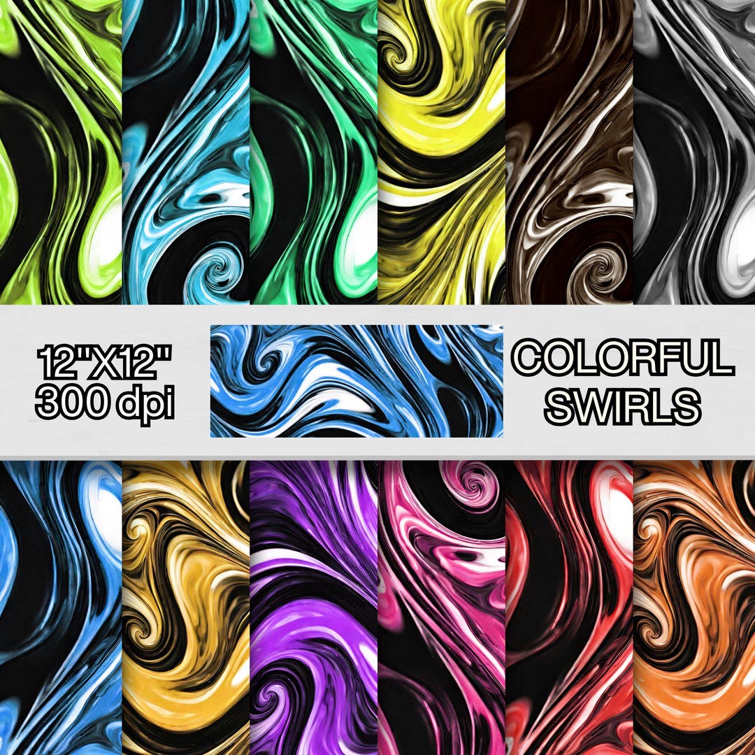 Colorful Swirls Digital Paper, Abstract Texture Backgrounds, Marble ...