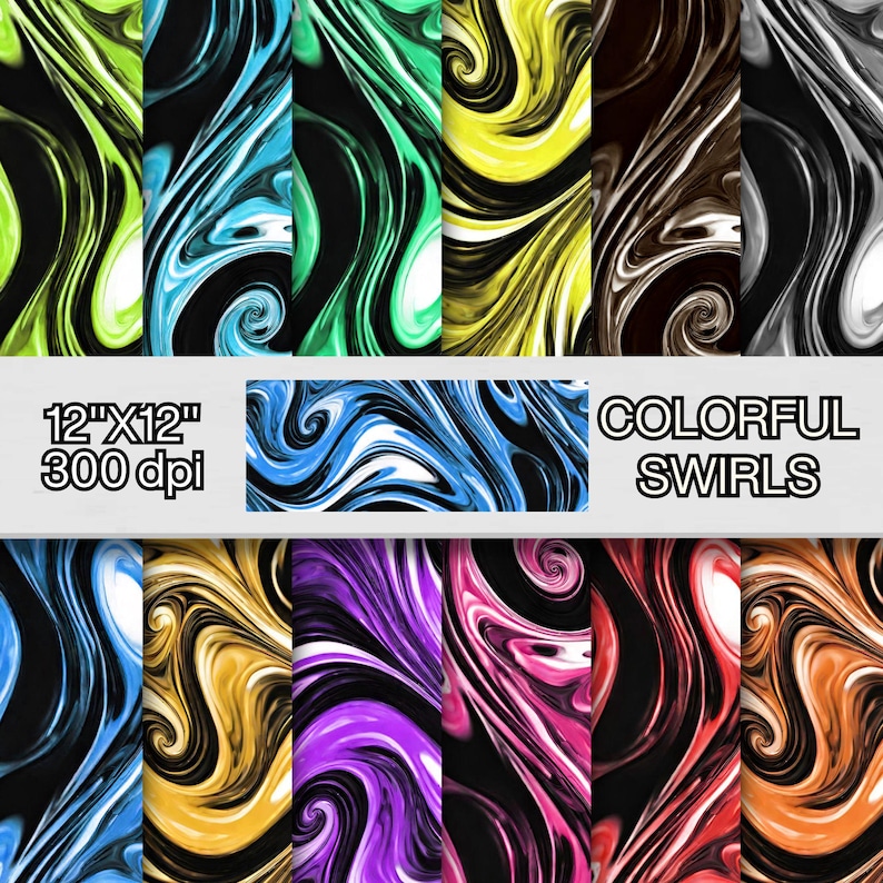 Colorful Swirls Digital Paper, Abstract Texture Backgrounds, Marble ...