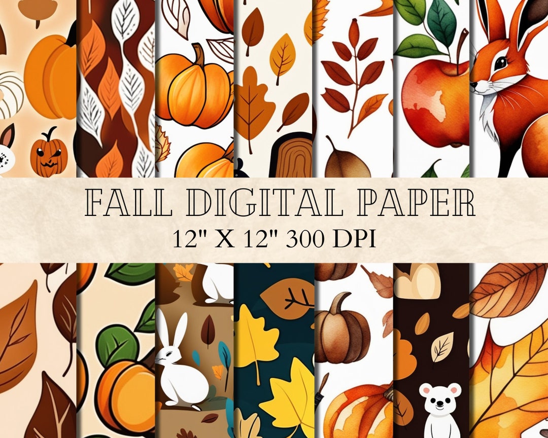 Fall / Autumn Digital Paper Pack - Fall Pattern Paper, Autumn Scrapbook ...