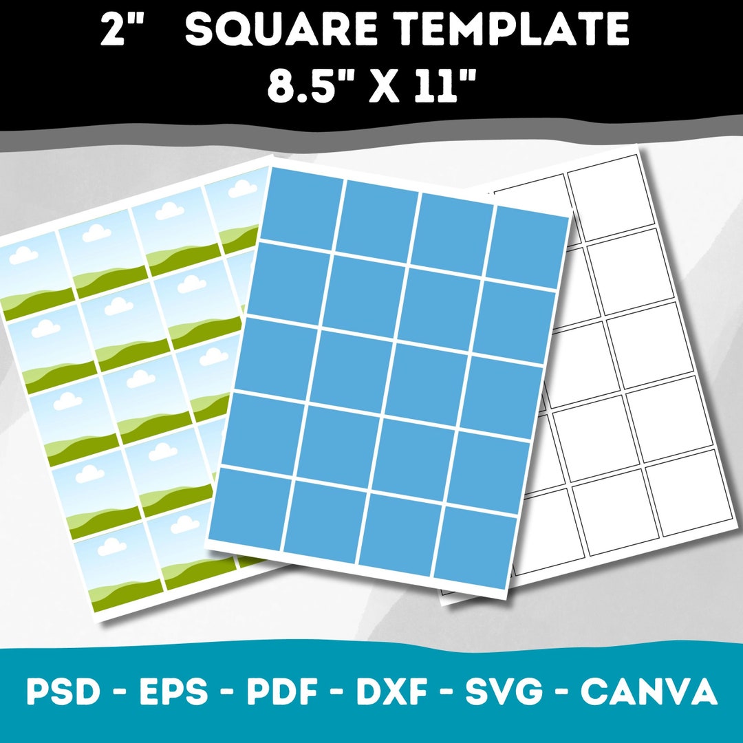 2 Inch Square Template, 2" Template in Psd, Eps, Pdf, Dxf and Canva ...