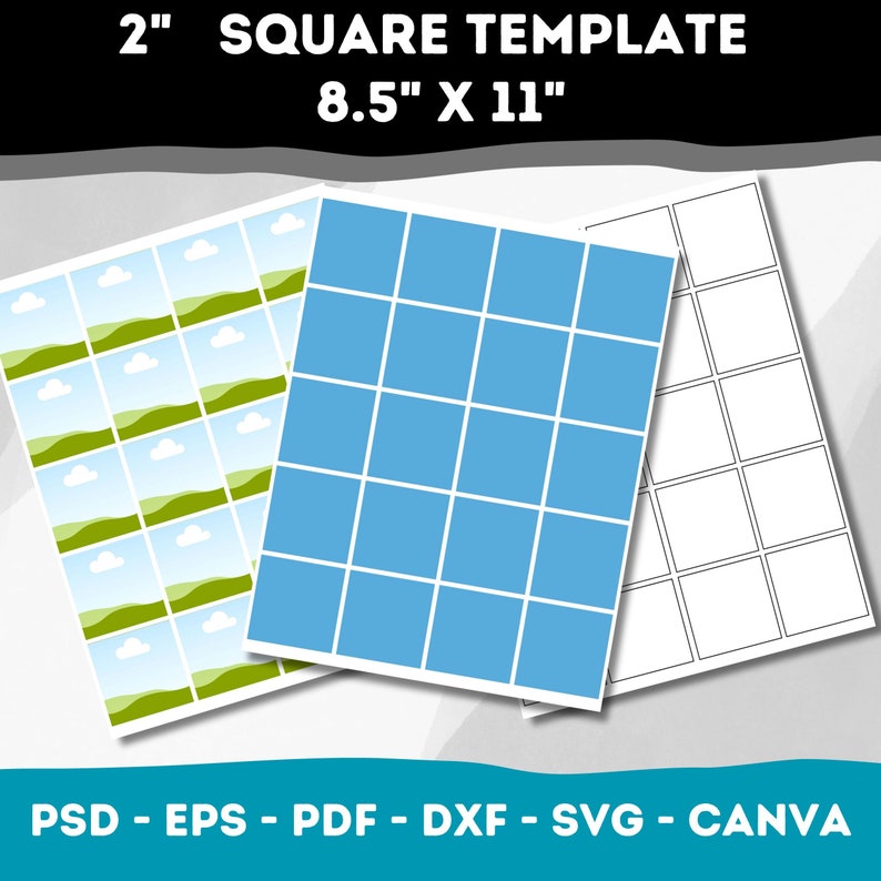 2 Inch Square Template, 2" Template in Psd, Eps, Pdf, Dxf and Canva ...