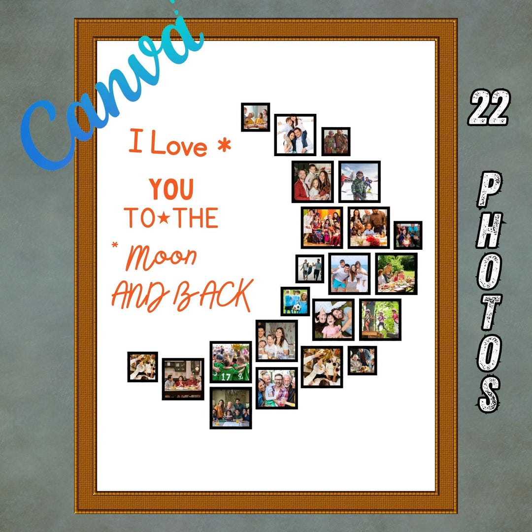 Moon Photo Collage Template | Moon Template | Crescent Moon Collage ...