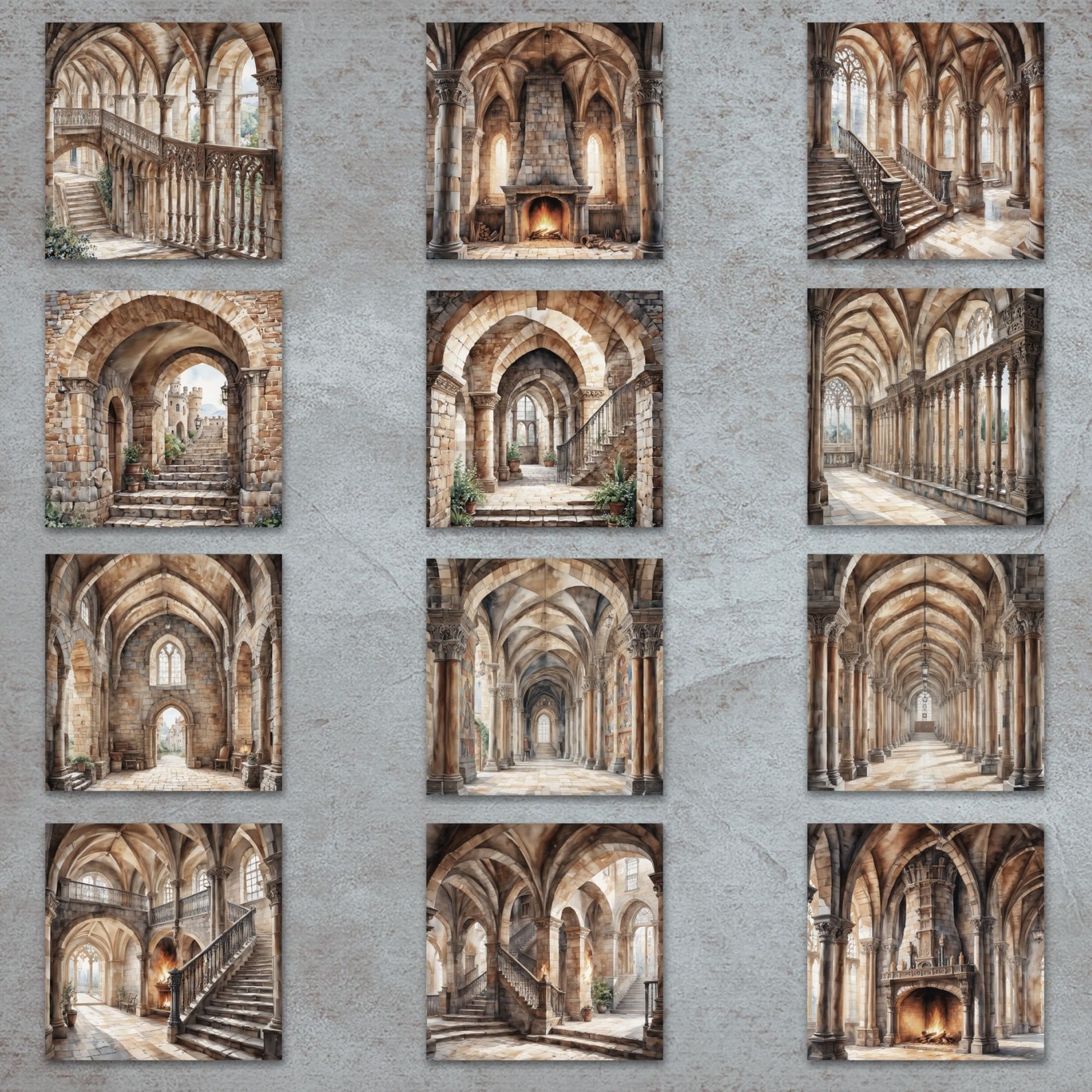 Medieval Castle Clip Art Set, Digital Scrapbooking Papers, Ancient ...