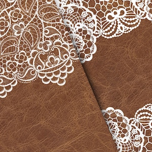 White Lace and Leather Digital Paper Pack - Vintage Lace Pattern ...