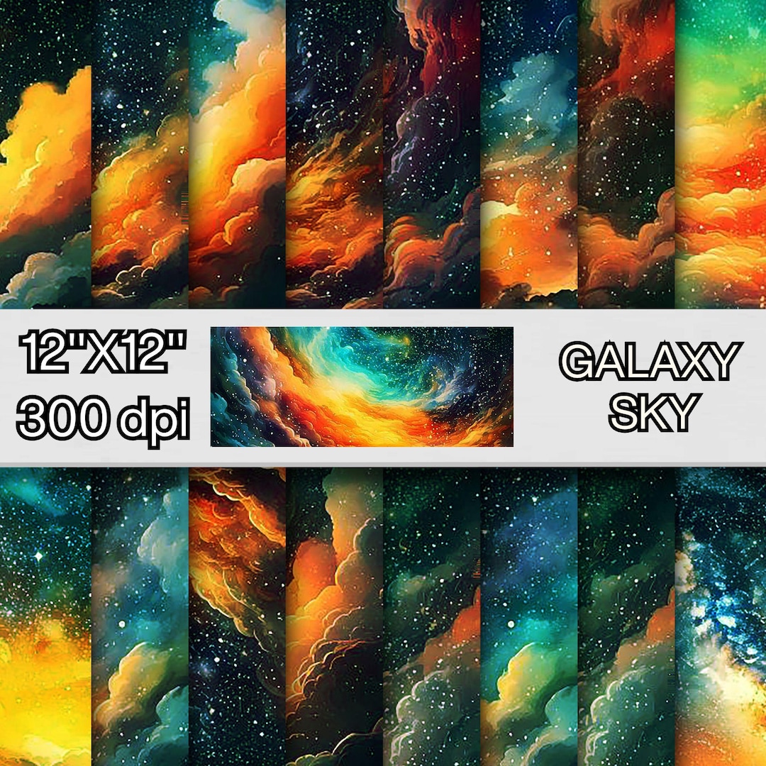 Galaxy Sky Digital Paper Pack, Celestial Background Papers, Night Sky ...