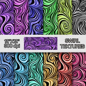 Colorful Wavy Digital Paper, Wavy Swirl Backgrounds, Liquid Marble ...