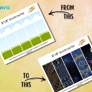 Editable Canva Digital Bookmark Template, Printable Bookmarks, Create ...