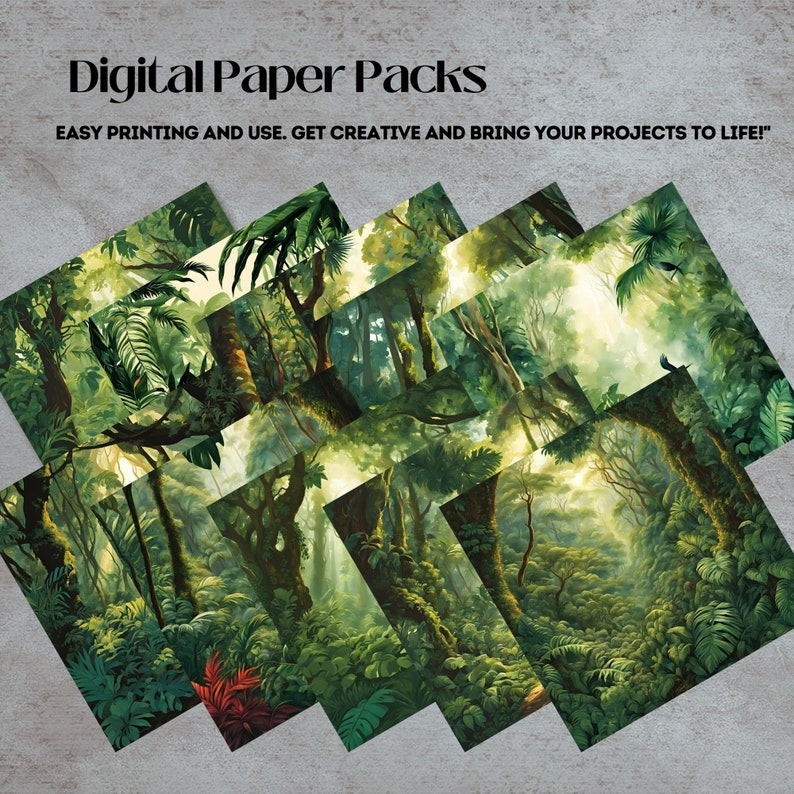 Watercolor Jungle Digital Paper Pack: Tropical Foliage (digital ...