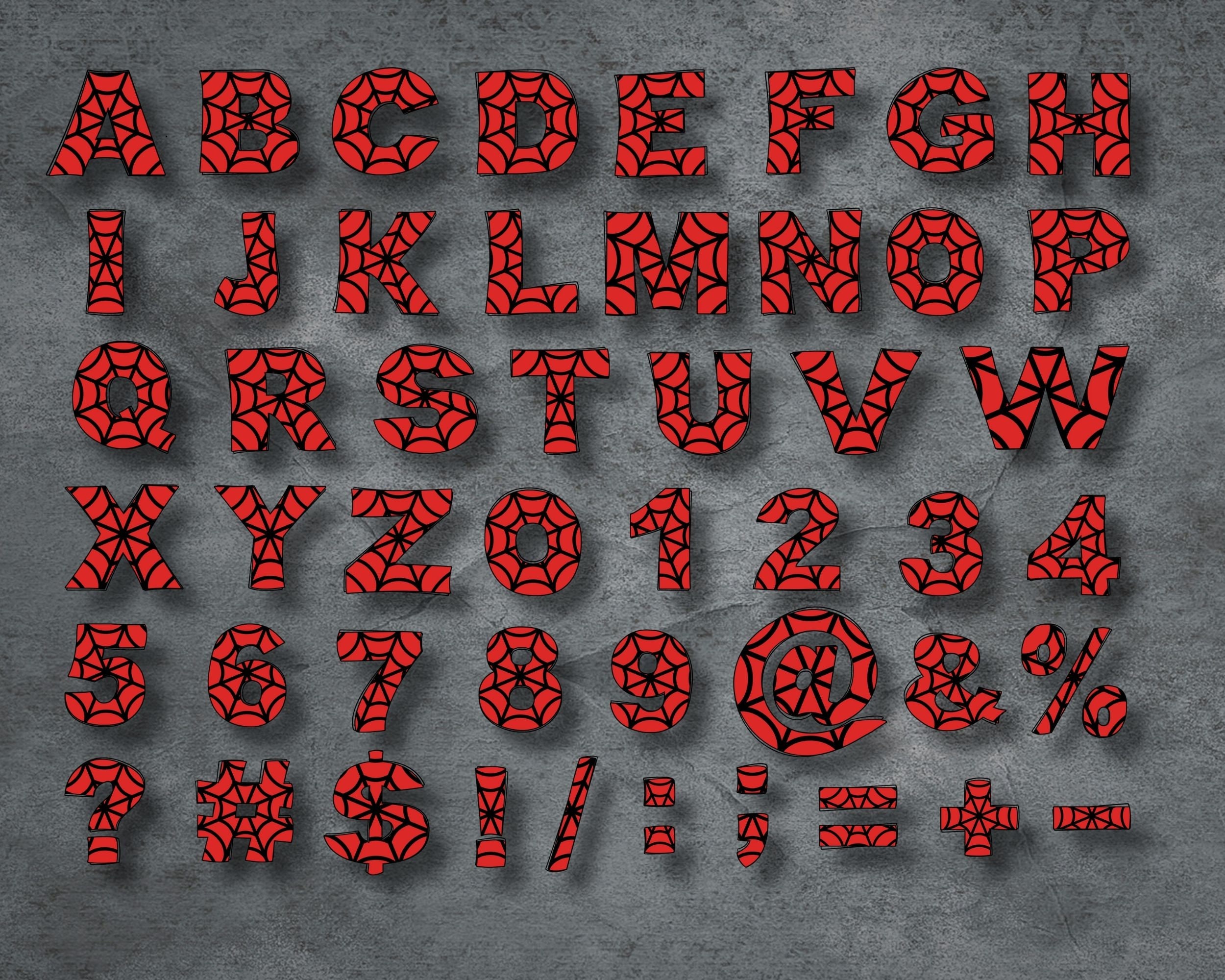 Spiderweb Letters and Numbers Clipart Bundle, Spiderweb Font Svg ...