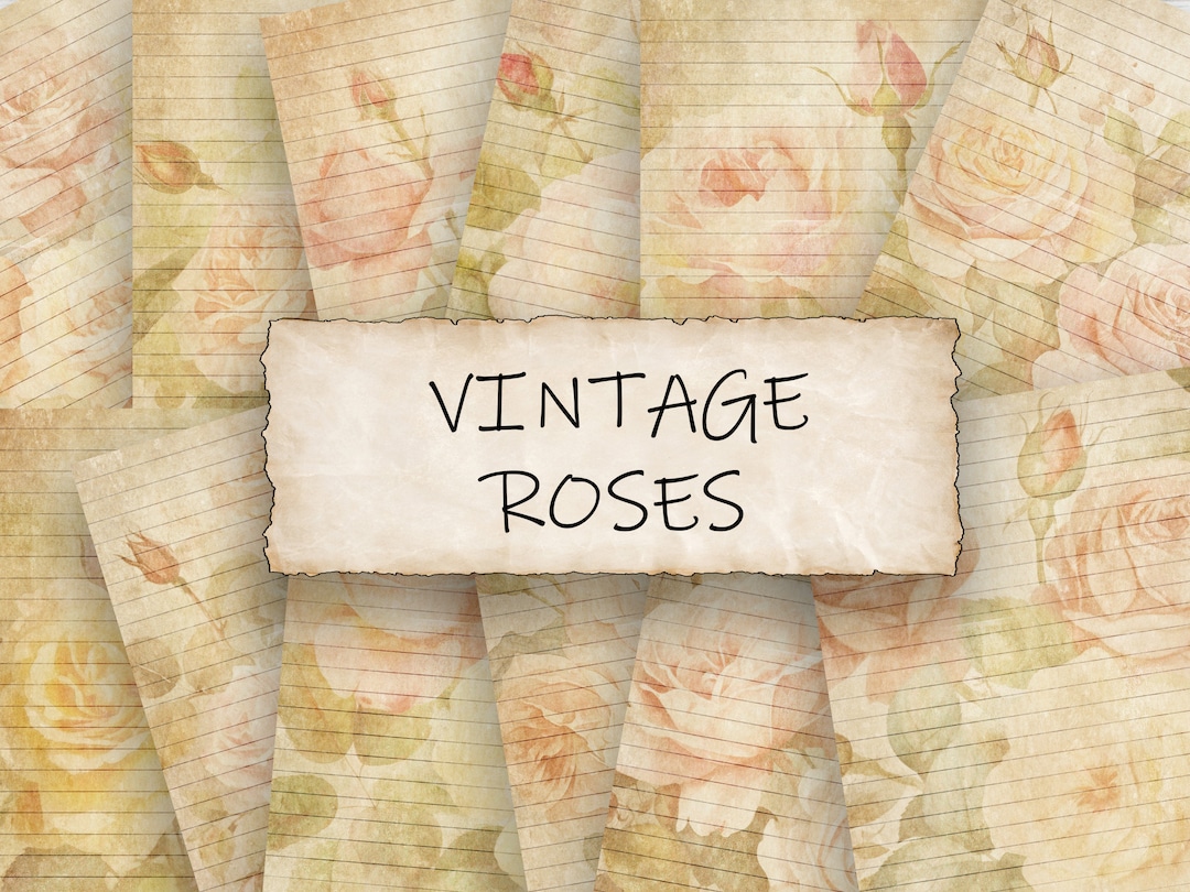Vintage Roses Digital Papers, Printable Junk Journal Pages ...