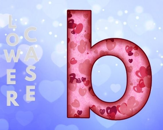 Valentines Alphabet Letters PNG Files, Heart Shape Upper Case and Lower ...