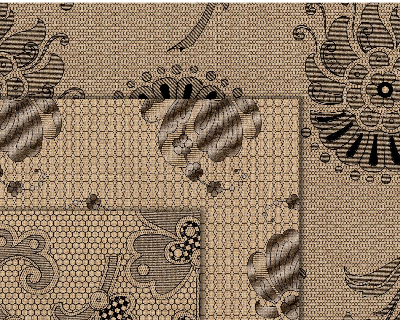 Linen and Black Lace Digital Paper Pack - Linen Digital Background ...