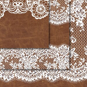 White Lace and Leather Digital Paper Pack - Vintage Lace Pattern ...