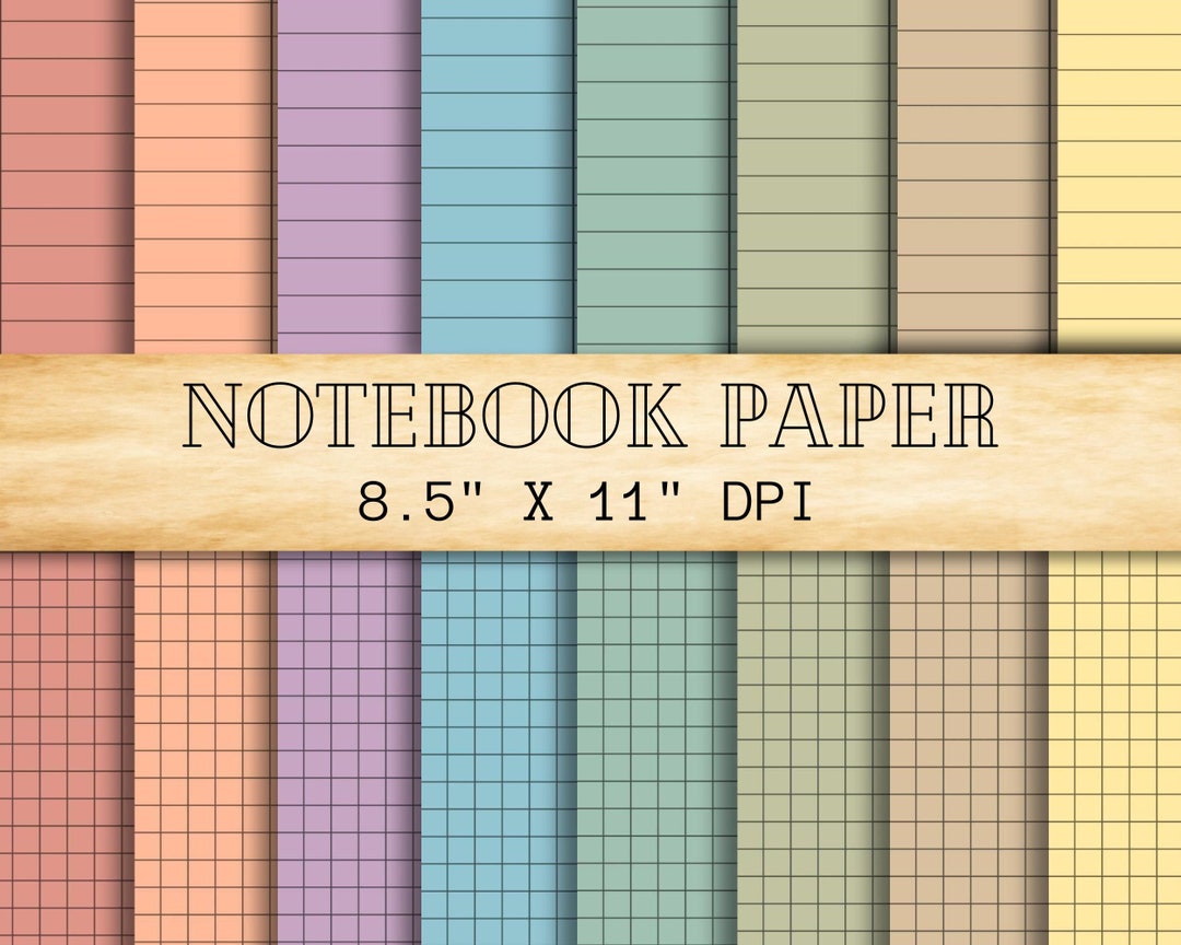 Notebook Paper, School Digital Paper Printable Back to School Writing ...