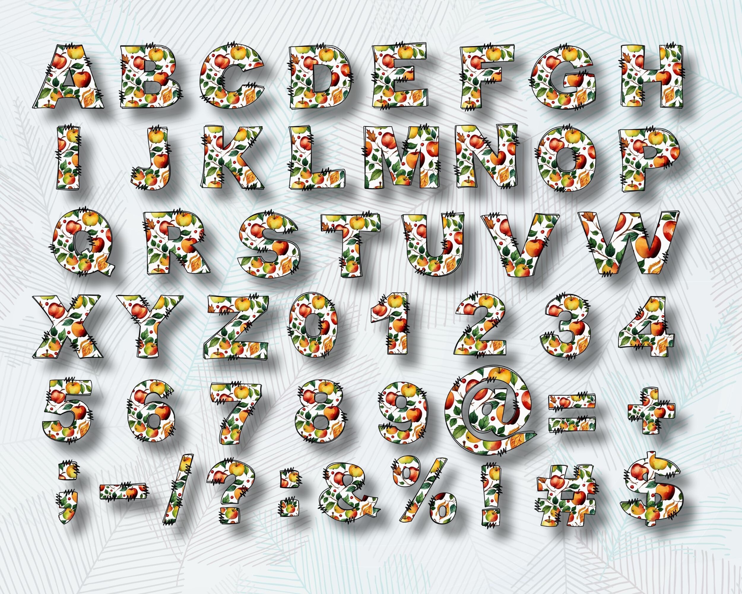 Fall Doodle Alphabet Letters SVG, Alpha Doodle, Autumn Themed Alpha PNG ...